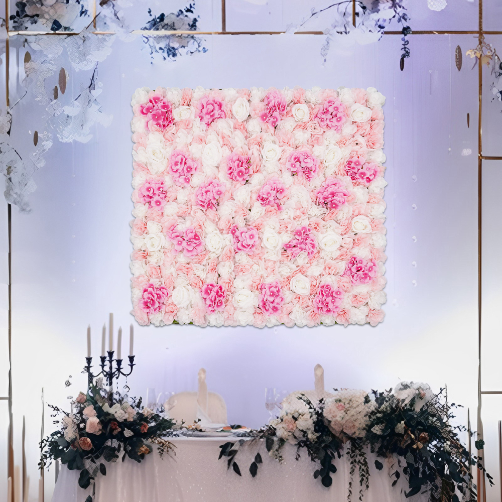 Artificial Flower Wall Panels Flower Wall Mat Silk Rose Flower Panels ...