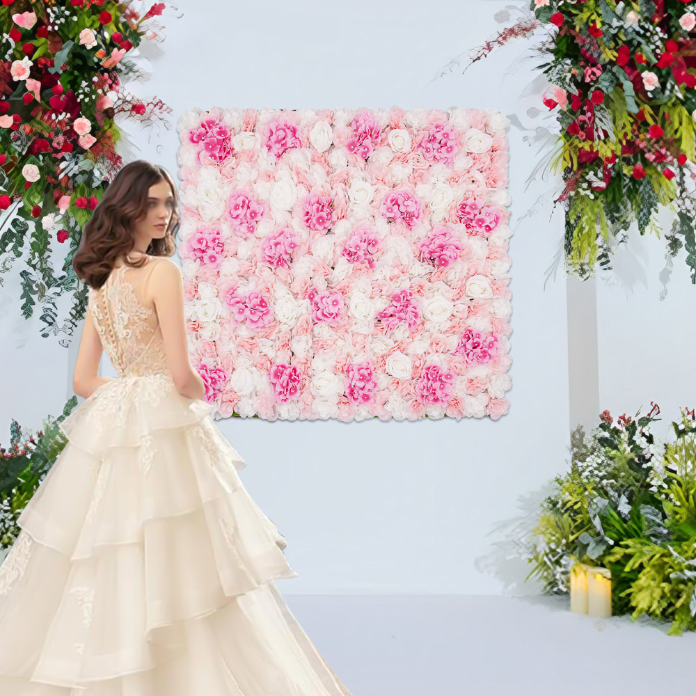 Artificial Flower Wall Panels Flower Wall Mat Silk Rose Flower Panels ...