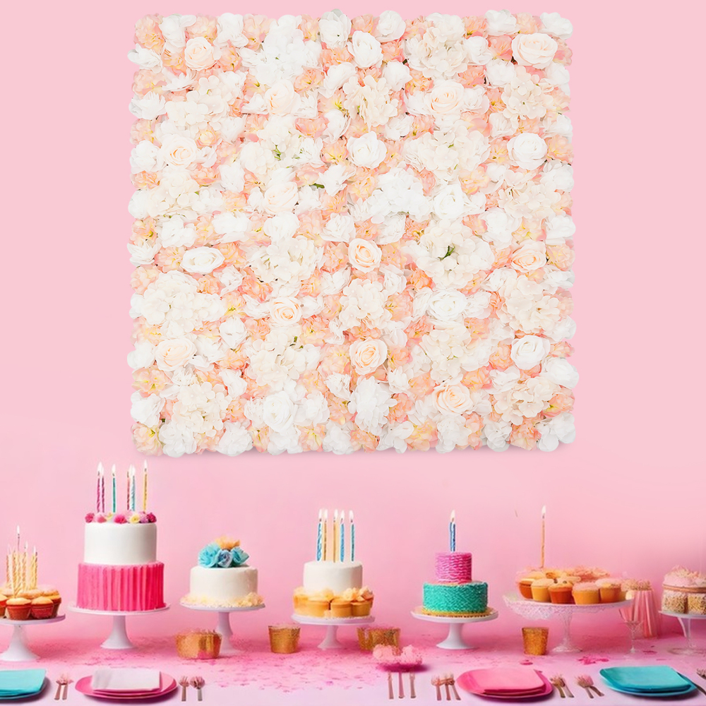 Artificial Flower Wall Panels Flower Wall Mat Silk Rose Flower Panels ...