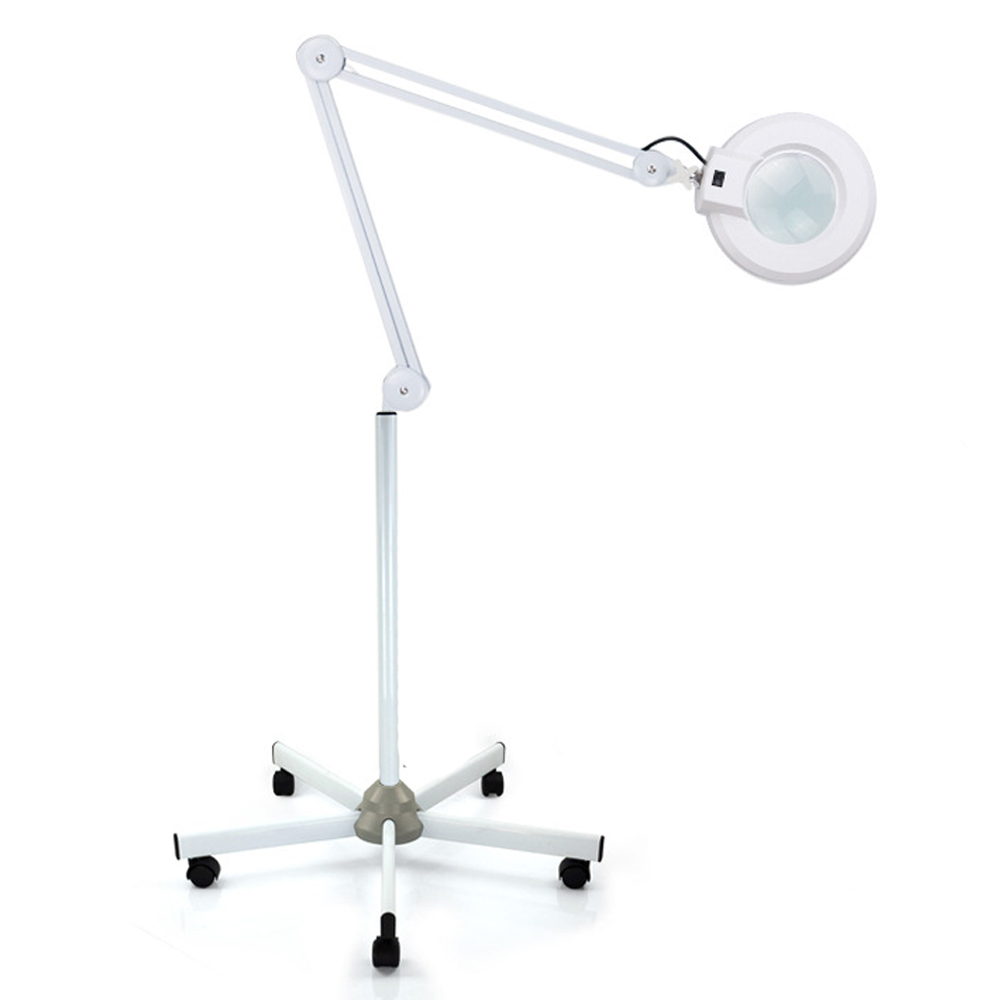 Magnifying Glass Lamp Light 5 Wheels with Mobile Stand Magnifying Glass ...