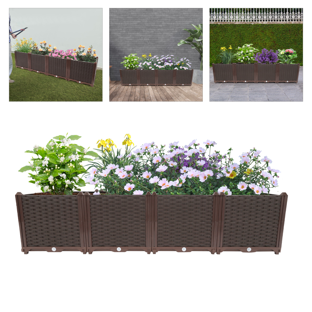 Single Row Quadruple Deepen Garden Plastic Planter Box Raised Garden ...
